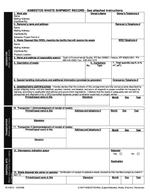 Where To Obtain Asbestos Waste Shipment Record Forms In Florida - Fill ...