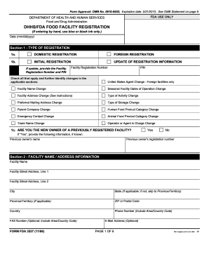 Fda Food Facility Registration Form