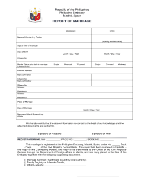 Sample Report Of Marriage Of Form Divorce Certificate Template 8+