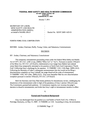 FEDERAL MINE SAFETY and HEALTH REVIEW COMMISSION 601 NEW JERSEY AVENUE ...