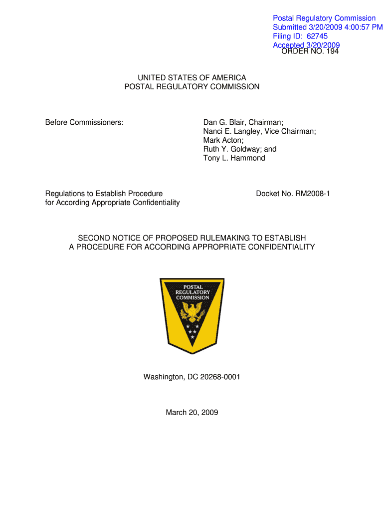ORDER NO 194 UNITED STATES of AMERICA POSTAL Prc Form - Fill Out and ...