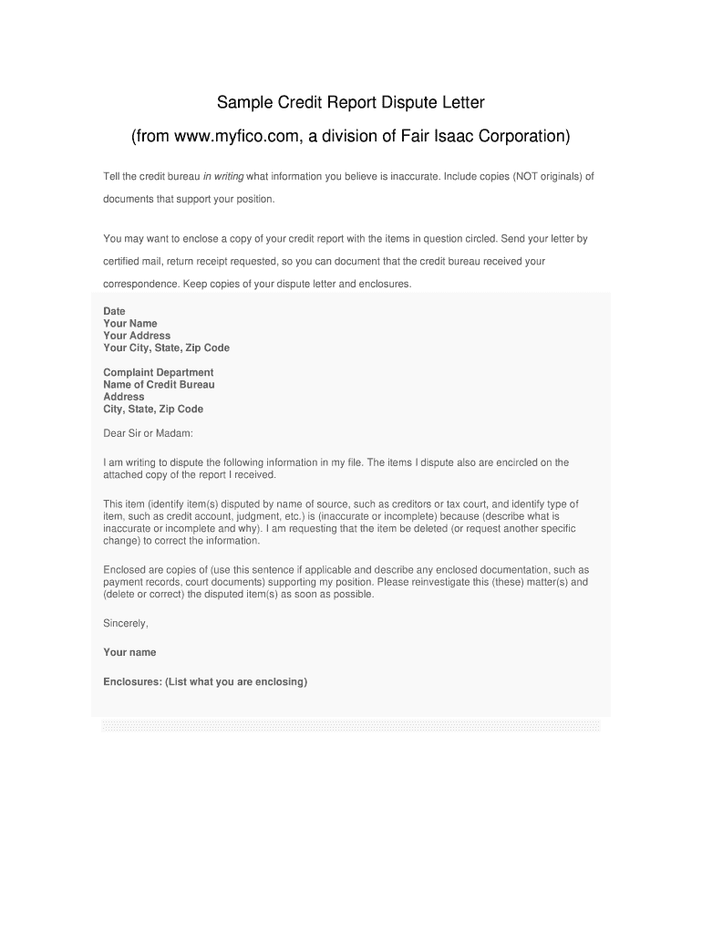 Credit Dispute Letter PDF Form Fill Out And Sign Printable PDF 