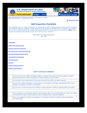Osha workplace inspection checklist form - Fill Out and Sign Printable ...