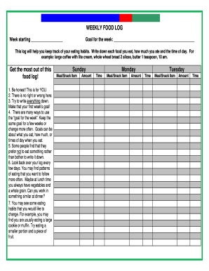 Daily Food Log Template PDF Form - Fill Out and Sign Printable PDF ...