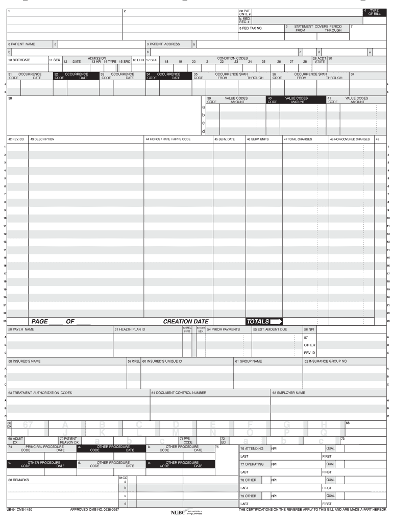 Fillable Ub 04 Form Red Complete Online AirSlate SignNow