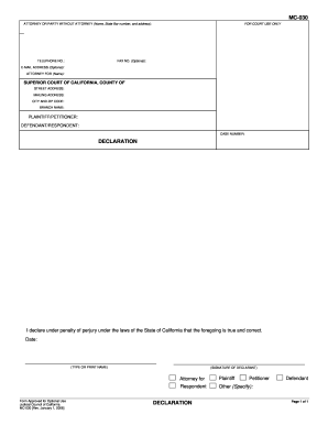 Declaration ca form - Fill Out and Sign Printable PDF Template | SignNow