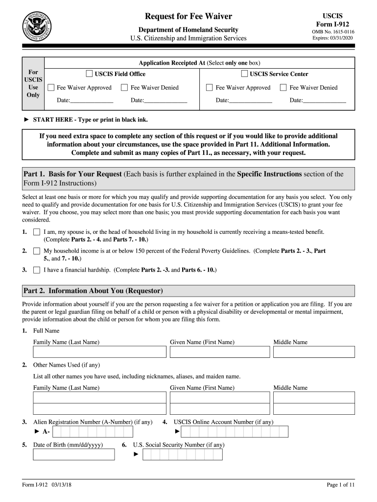 Immigration Fee Waiver Form I 912 Fill Out And Sign Printable PDF Immigration Fee Waiver Form I 912 Fill Out And Sign Printable PDF