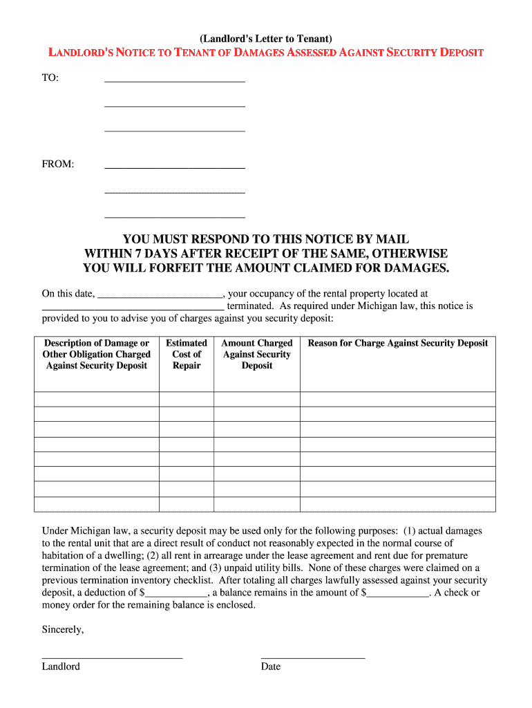 Sample Letter To Tenant For Damages Form Fill Out And Sign Printable Sample Letter To Tenant For Damages Form Fill Out And Sign Printable