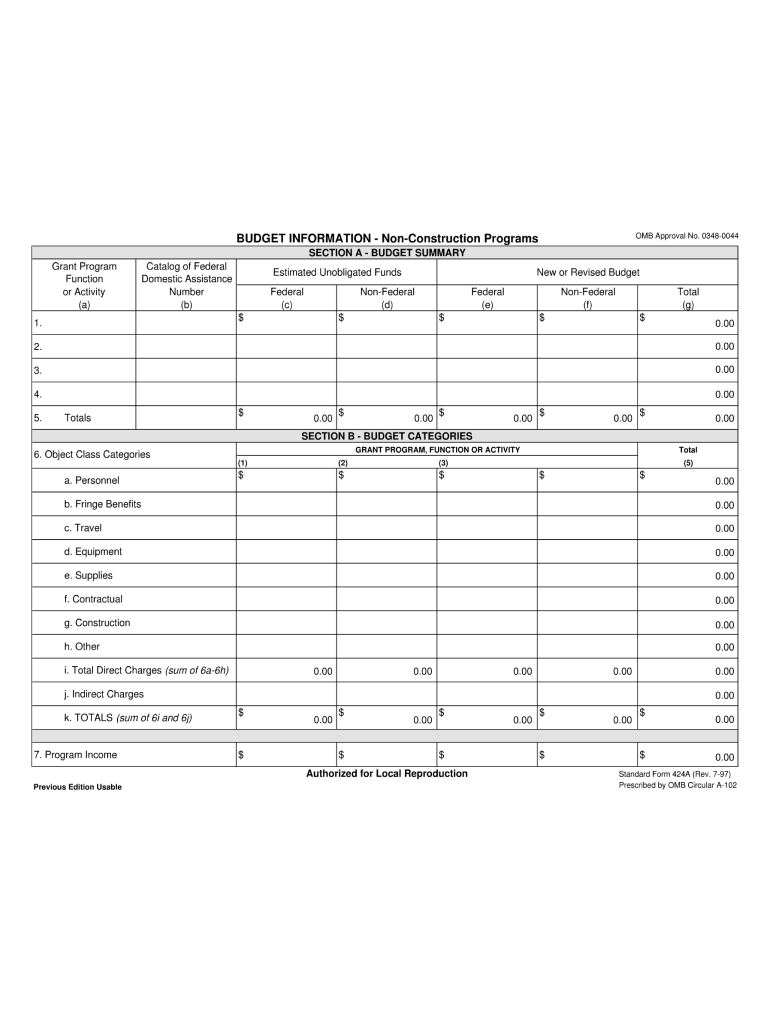 Sf 424a Form Fillable Usda Printable Forms Free Online