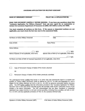 Louisiana military discount form - Fill Out and Sign Printable PDF ...