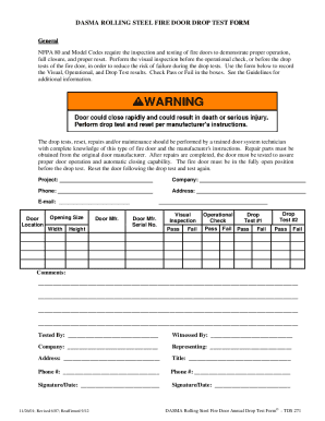 Fire door drop test - Fill Out and Sign Printable PDF Template | SignNow