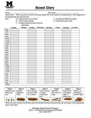 Printable Bowel Flow Sheets