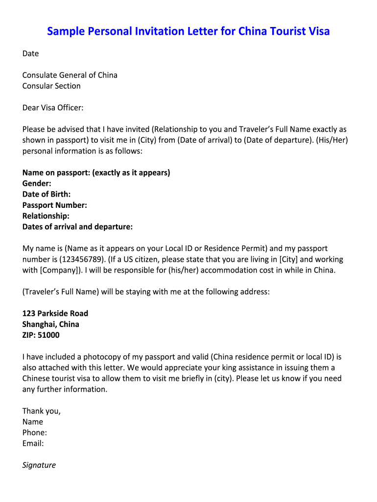 Invitation Letter For Us Visa Form Fill Out And Sign Printable PDF
