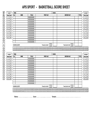 Basketball Excel Scoresheet - APS Sport form - Fill Out and Sign ...