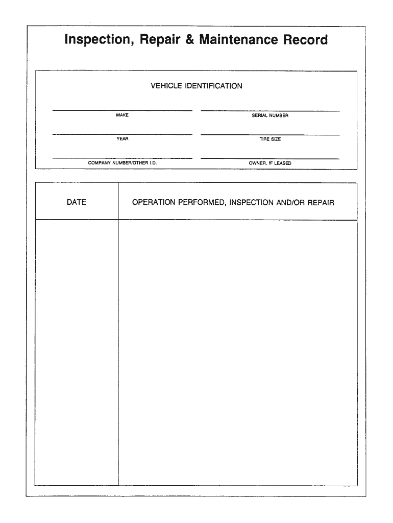 Vehicle Maintenance Record Template Collection