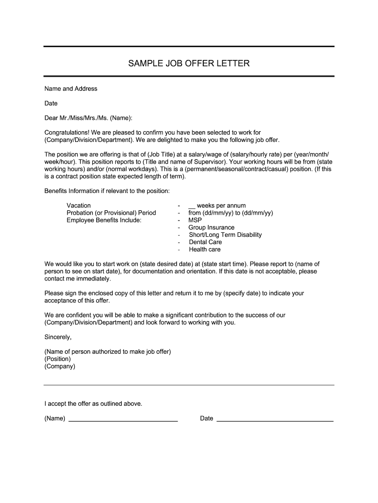 Employment Offer Letter Form Fill Out And Sign Printable PDF Template Employment Offer Letter Form Fill Out And Sign Printable PDF Template