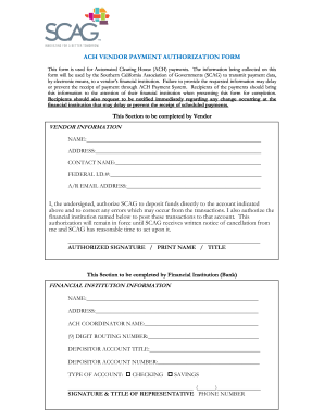 Ach Deposit Form Template