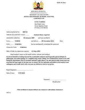 Primary School Leaving Certificate Format