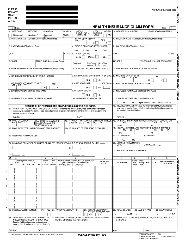 Hcfa 1500 Tricare 1990 2024 Form Fill Out And Sign Printable PDF