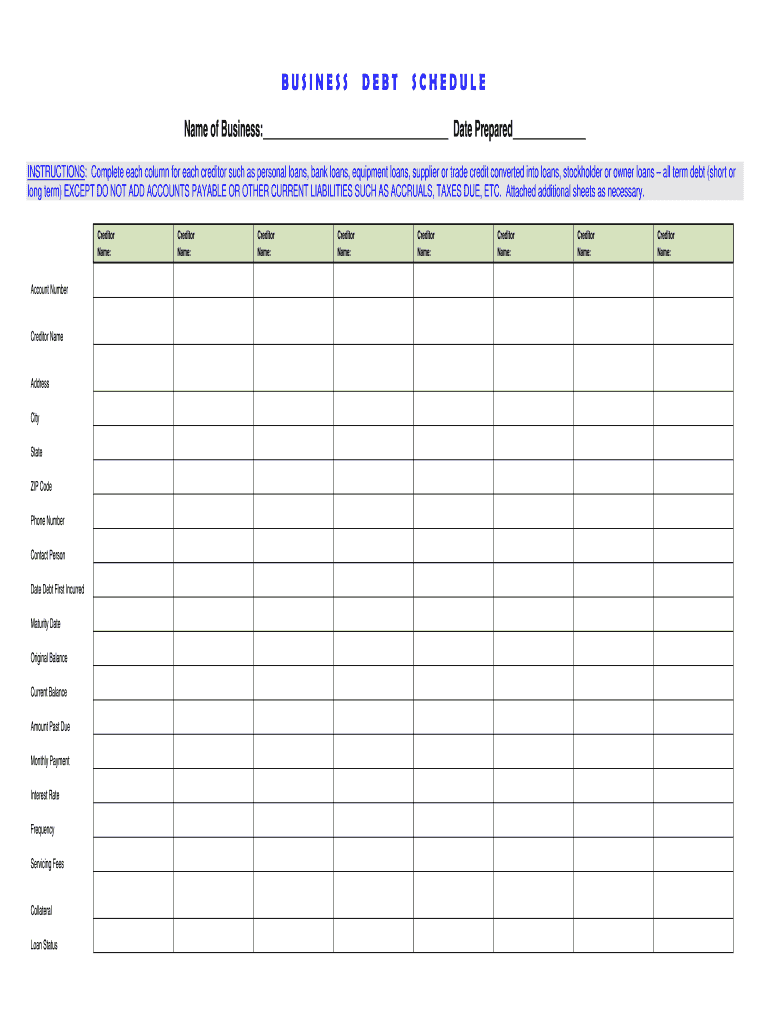 Debt Schedule Template Form Fill Out And Sign Printable PDF Template Debt Schedule Template Form Fill Out And Sign Printable PDF Template