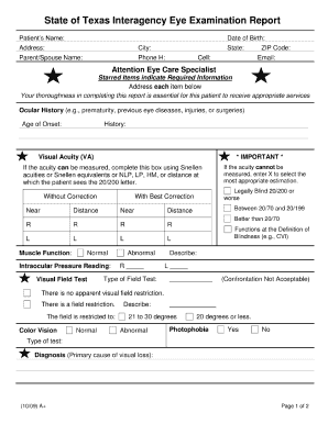 Free Printable Optometry Forms Lesson