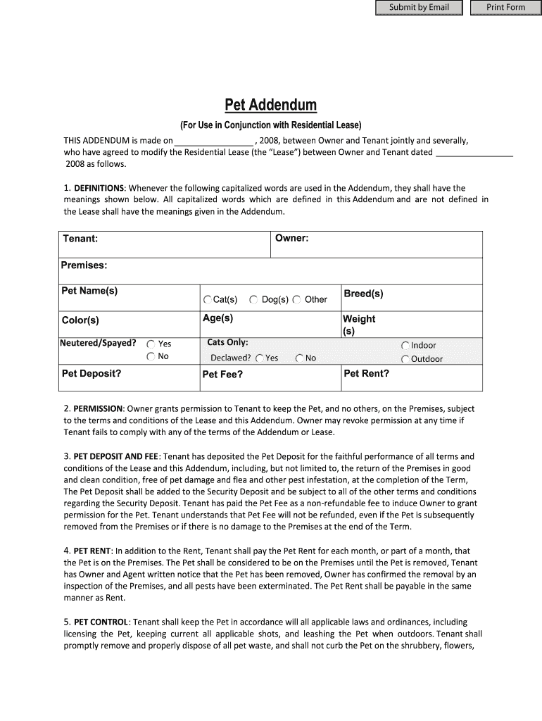 Printable Pet Addendum Fill Out And Sign Printable PDF Template SignNow Printable Pet Addendum Fill Out And Sign Printable PDF Template SignNow