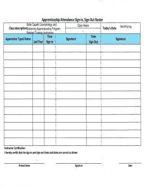 Sign in roster form - Fill Out and Sign Printable PDF Template | SignNow