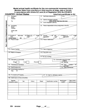 Veterinary Health Certificate Template