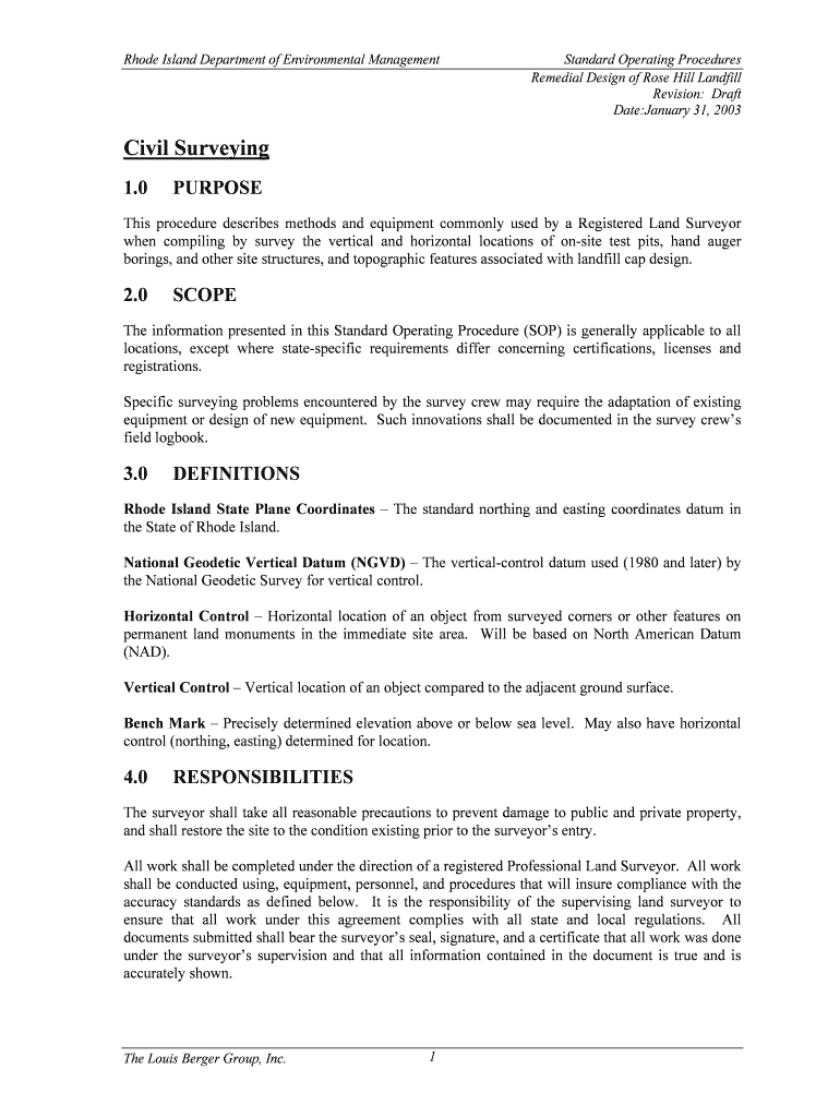 RI DEMWaste Management SOP for Civil Surveying at Rose Hill Landfill ...