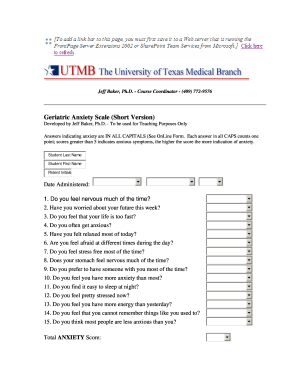 Geriatric anxiety scale short version form - Fill Out and Sign ...