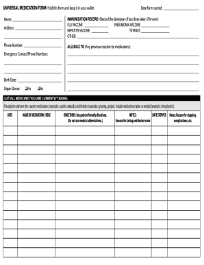 Medication Chart Template
