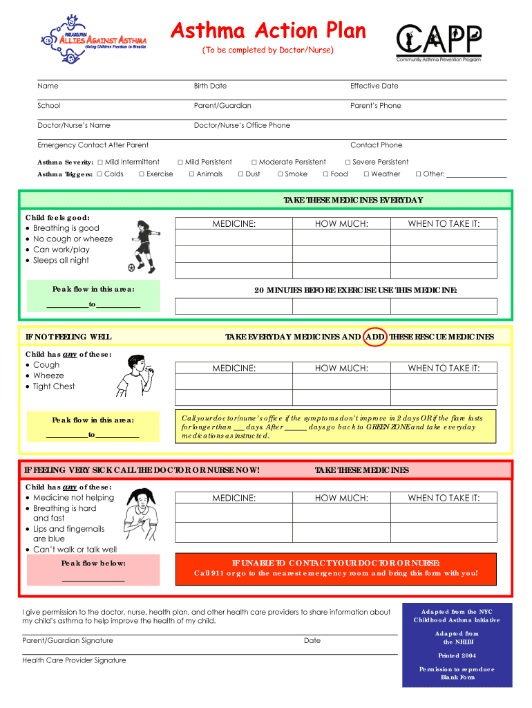 Printable Asthma Action Plan Examples Format Pdf Examples MOMCUTE