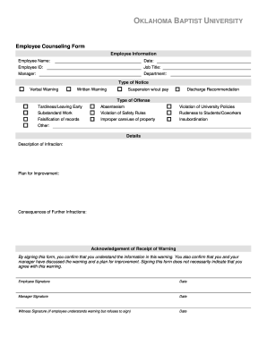 Employee counseling form - Fill Out and Sign Printable PDF Template ...