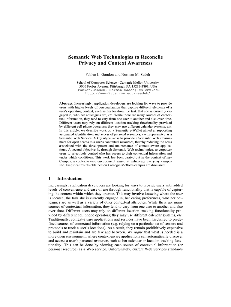 Semantic Web Technologies to Reconcile Privacy and Context Form - Fill ...