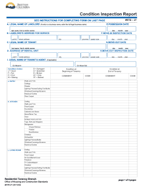 Condition Inspection Report - RTO 27 - Residential Tenancy Office form ...