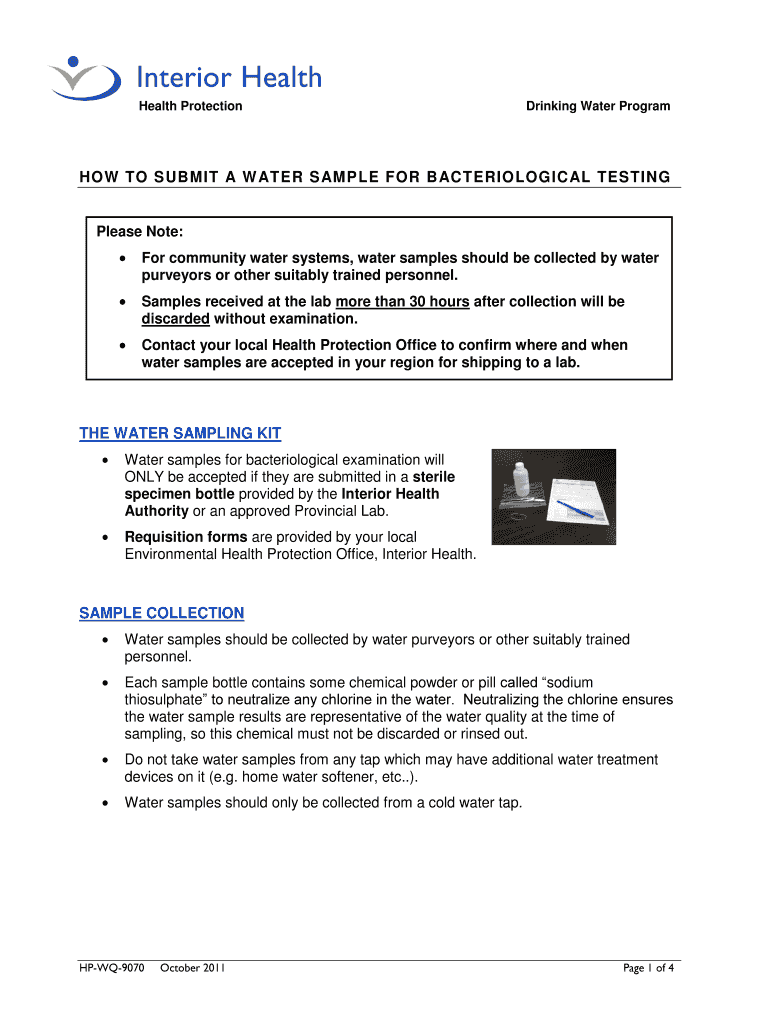 How To Take A Water Sample Interior Health Form Fill Out And Sign How To Take A Water Sample Interior Health Form Fill Out And Sign