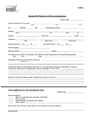 504 Form 2022 2023 - Printable Forms Free Online