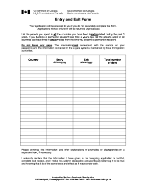 Canada entry exit form - Fill Out and Sign Printable PDF Template | SignNow