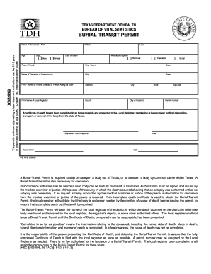 Burial transit permit - Fill Out and Sign Printable PDF Template | SignNow