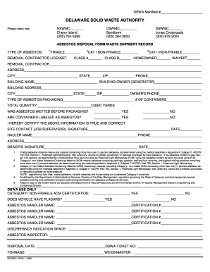 Asbestos Disposal Form Waste Shipment Record.doc - Fill Out and Sign ...