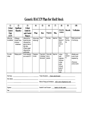 Haccp Plan Template