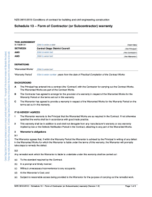Schedule 13 form of subcontractor warranty filled - Fill Out and Sign ...