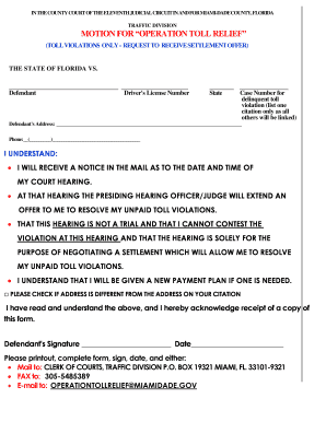 Miami Dade County Motion Form