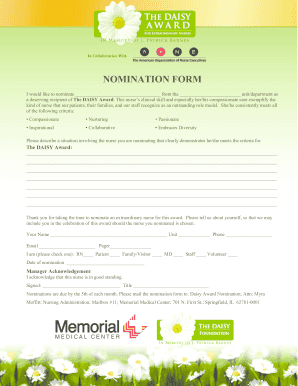 Daisy nomination form - Fill Out and Sign Printable PDF Template | SignNow