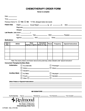 Chemotherapy order form - Fill Out and Sign Printable PDF Template ...