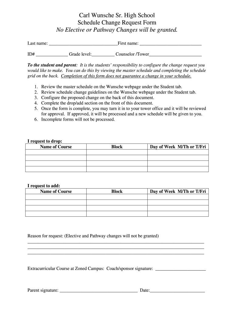 Schedule Change Request 2016 2024 Form Fill Out And Sign Printable