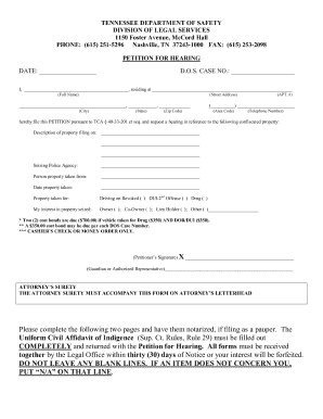 Tennessee department of safety petition for hearing form - Fill Out and ...