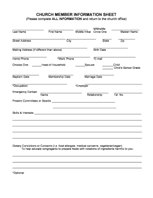 Church Information Sheet Template Member Info Sheets Why Should I