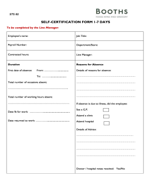 Self Certification Form Template