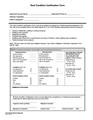 Roof Certification Form Template